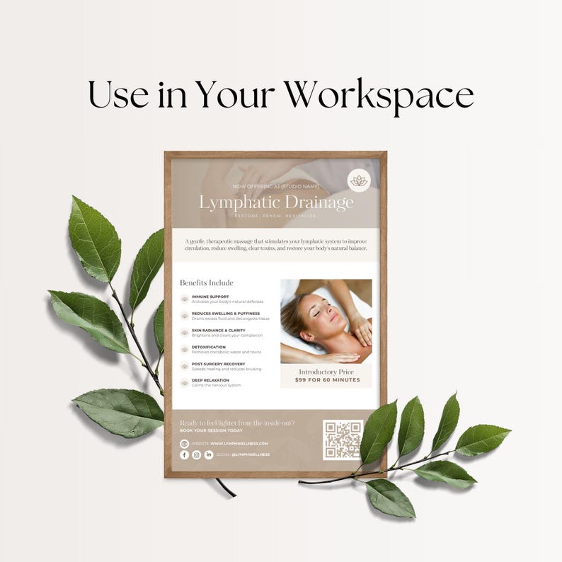 Lymphatic Drainage Massage Flyer Canva Template | Marketing for Med Spa ...