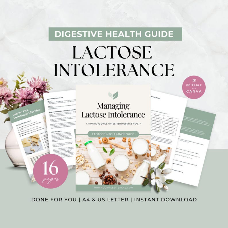 Managing Lactose Intolerance Guide Canva Template Editable Health Coach ...