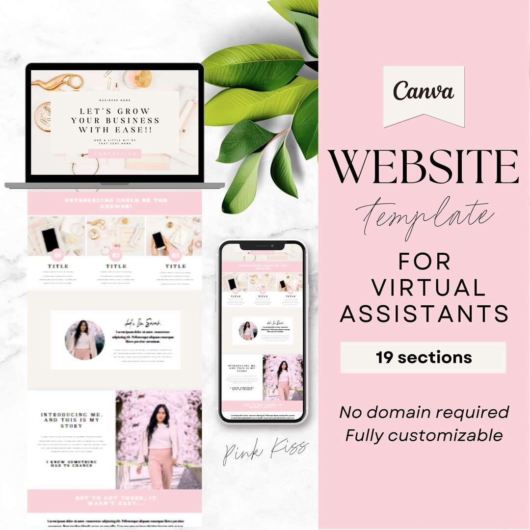 Virtual Assistant Website Template Canva, Canva Website, Done for You Website, Virtual Assistant ...