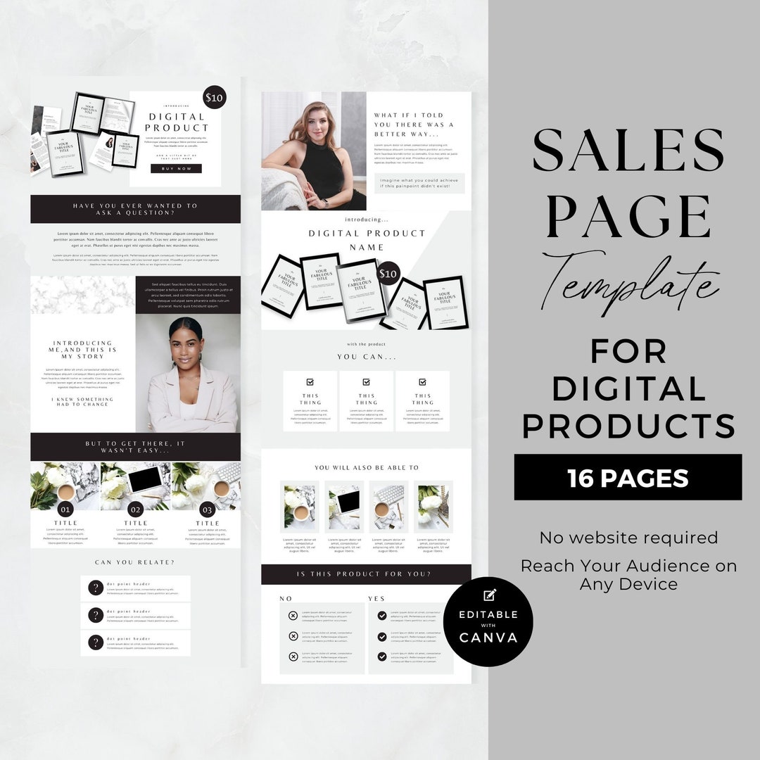 Sales Page Template for Product Canva, Canva Digital Product Sales Page ...