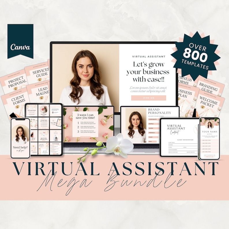 Virtual Assistant Template Bundle Canva VA Templates Social - Etsy