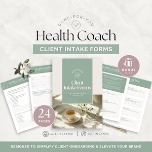 Health Coach Intake Forms, New Client Questionnaire, Wellness Coaching ...