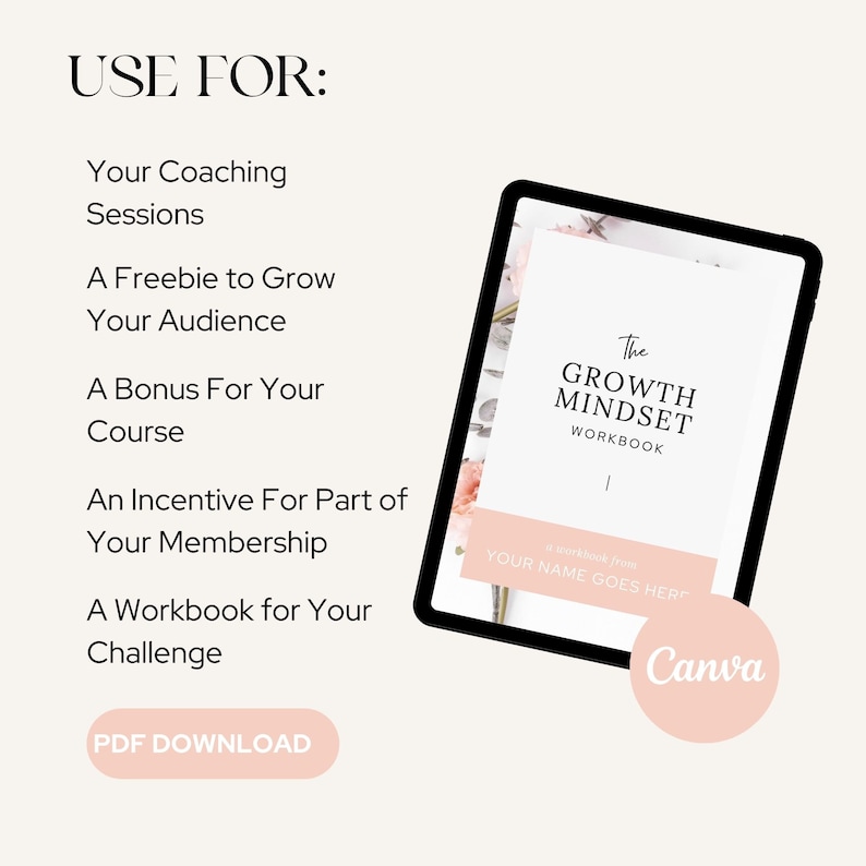 Growth Mindset Worksheets, Coaching Workbook Template, Done for You ...