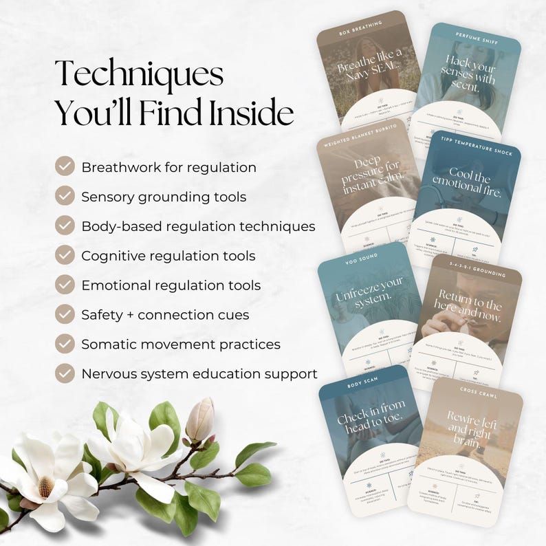 Nervous System Regulation Flash Cards | 32 Editable Canva Templates for ...