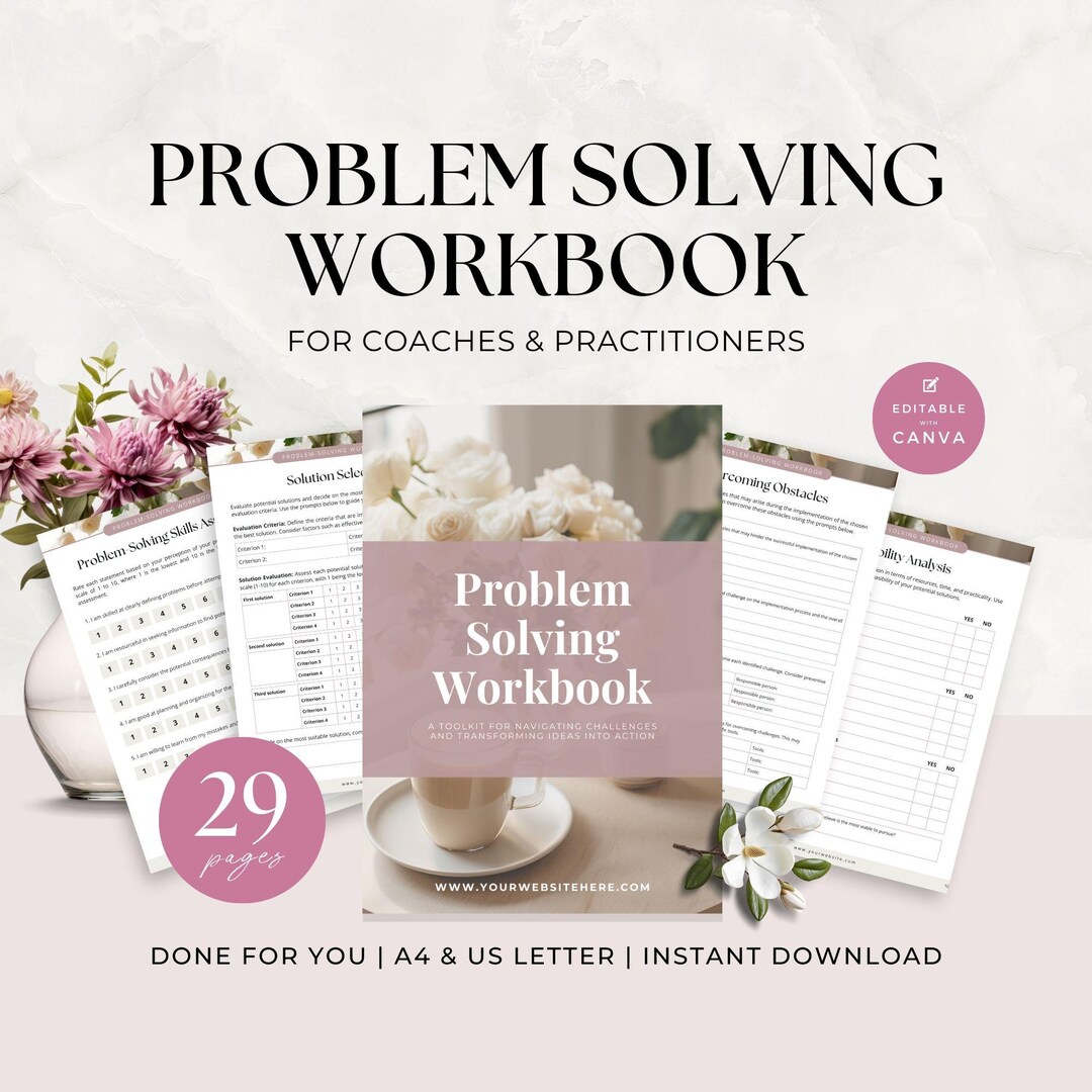 Problem Solving Workbook for Coaches, 19 Editable Worksheets, Client ...