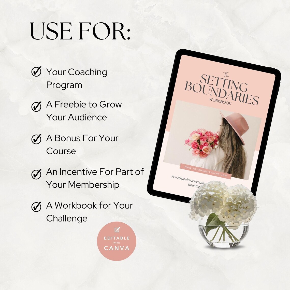 Setting Boundaries Worksheets, Coaching Workbook Template Canva ...