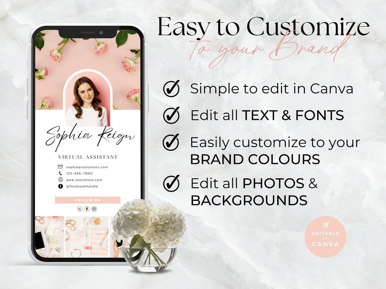 Virtual Assistant Digital Business Card, QR Code, Small Business Thank ...