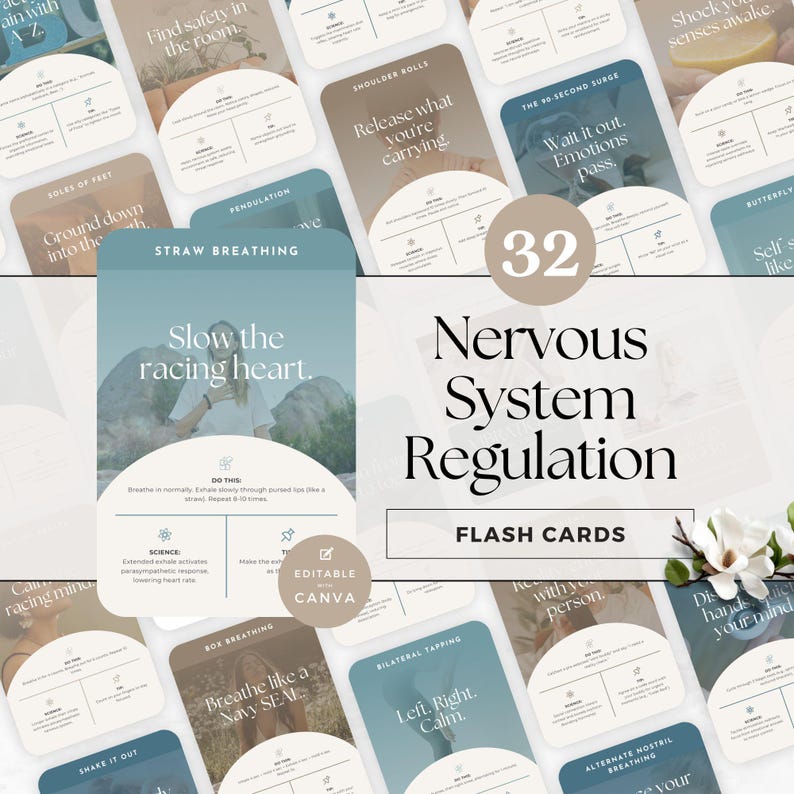 Nervous System Regulation Flash Cards | 32 Editable Canva Templates for ...