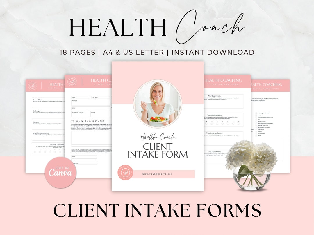 Health Coach Intake Form, Client Questionnaire, Consultation, Welcome ...