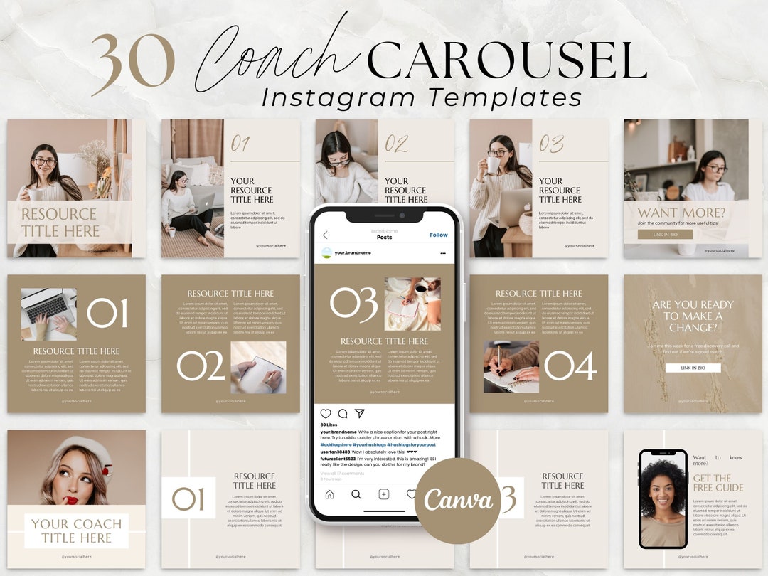 Instagram Carousel Template for Coaches, Life Coach, Slide Post, Feed ...