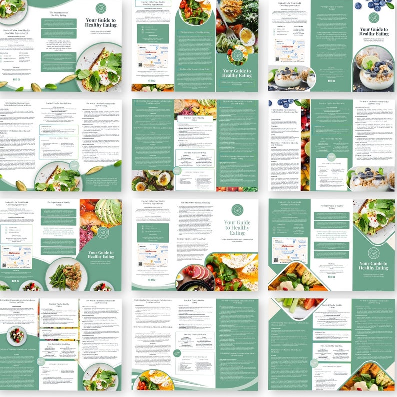 Health Coach Brochure Template Bundle, Nutrition Coaching Trifold ...