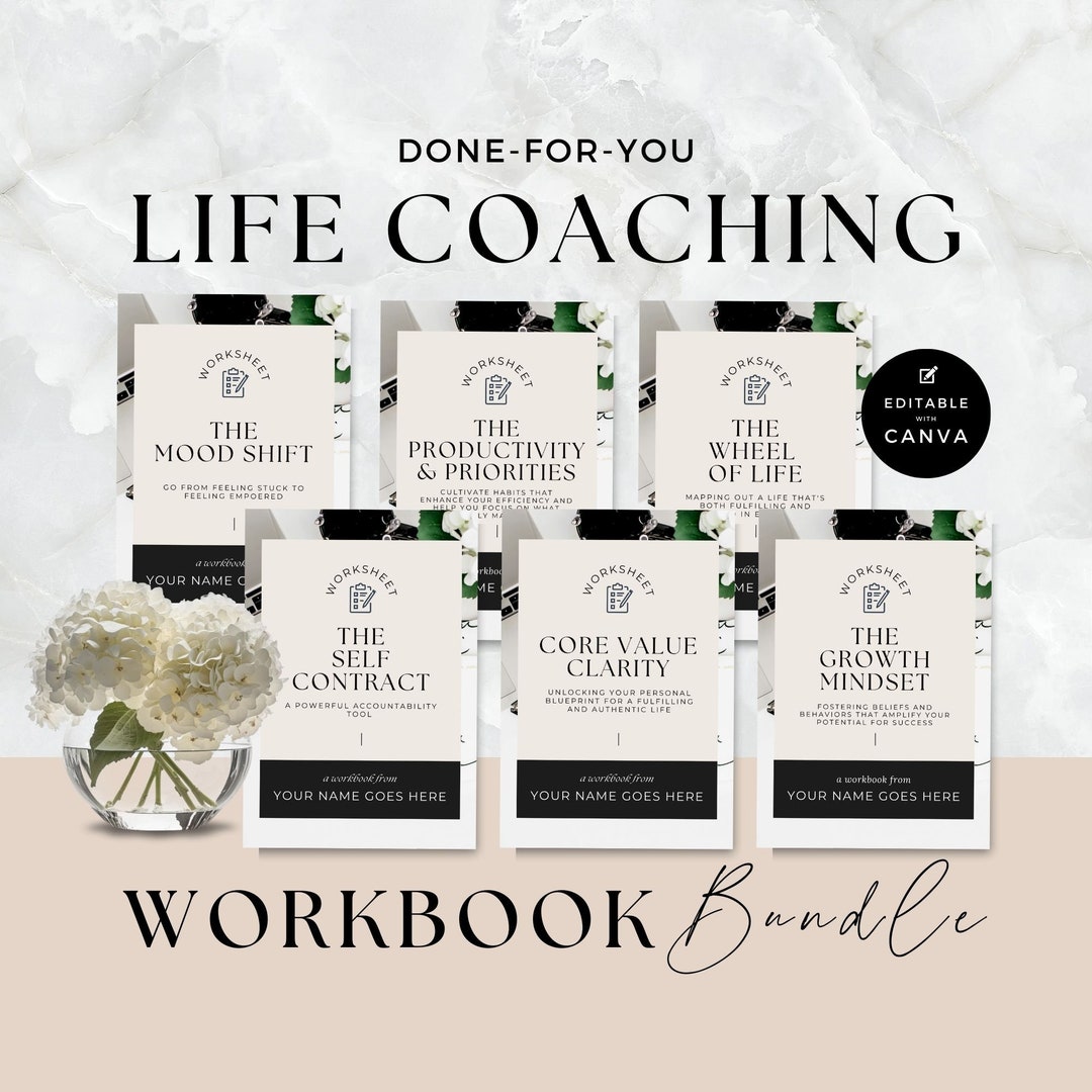 Coaching Worksheet Bundle, Life Coaching Workbook Template, Success ...