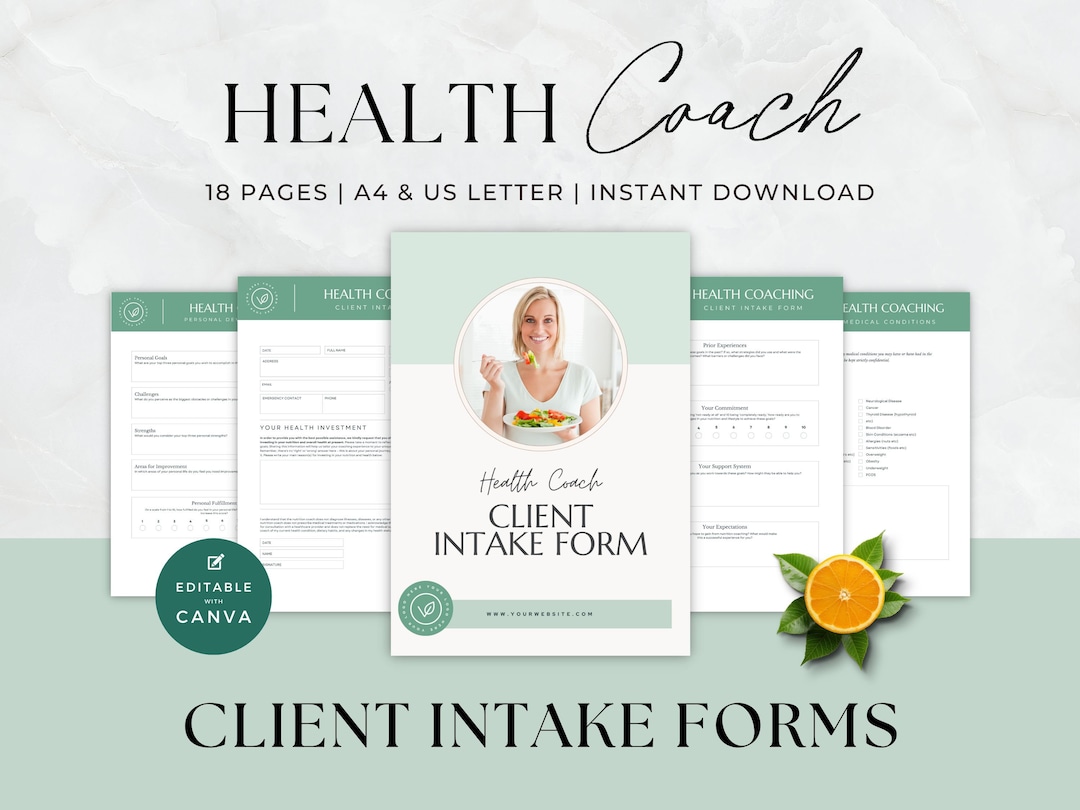 Health Coach Intake Form, Client Onboarding Questionnaire, PDF Fillable ...