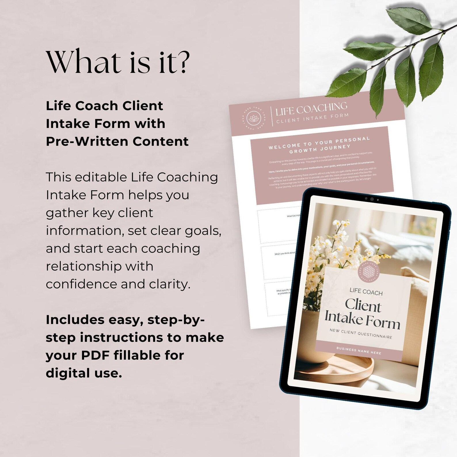 Life Coach Intake Form New Client Onboarding Questionnaire Welcome ...