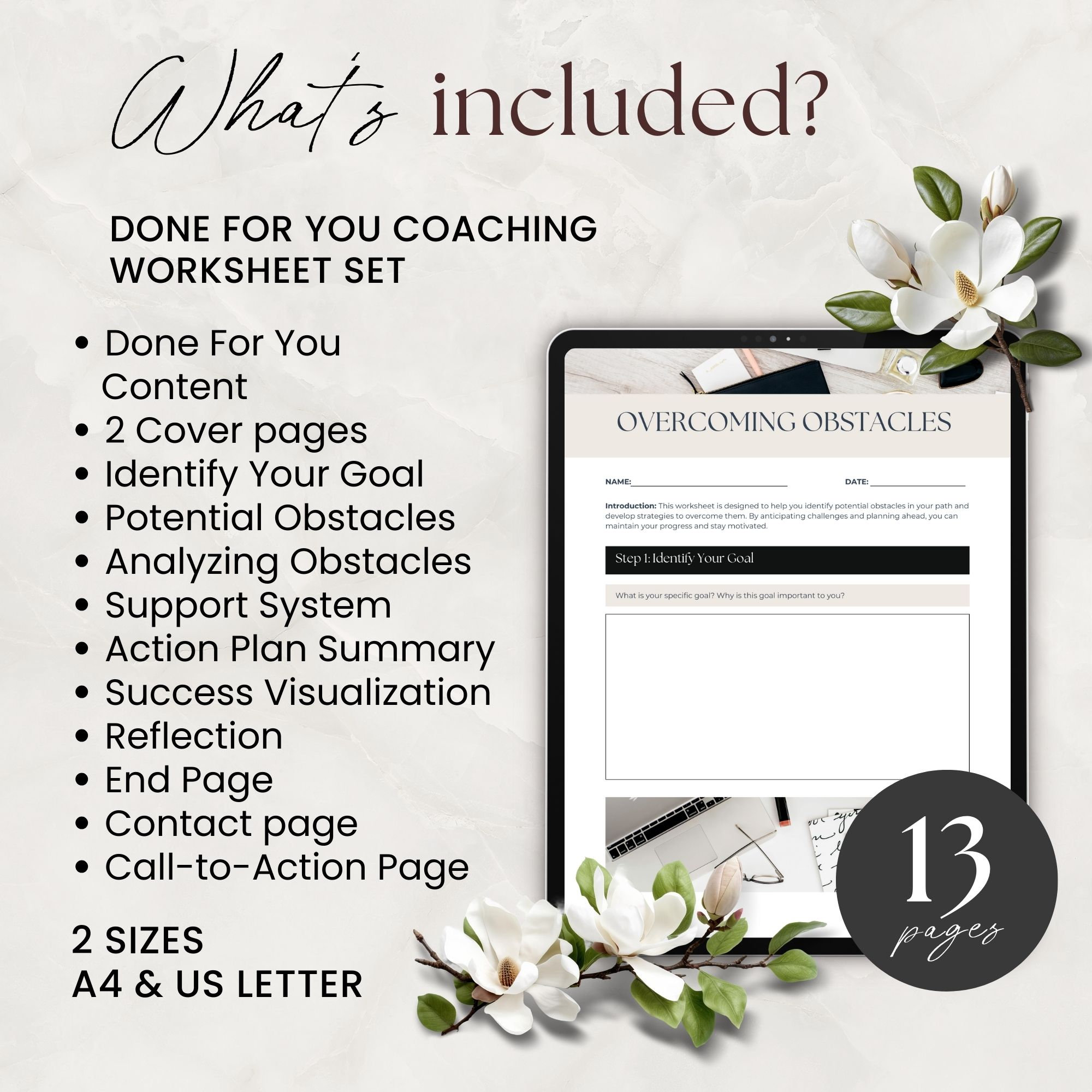 Overcoming Obstacles Worksheet Set for Coaches & Consultants, Perfect ...
