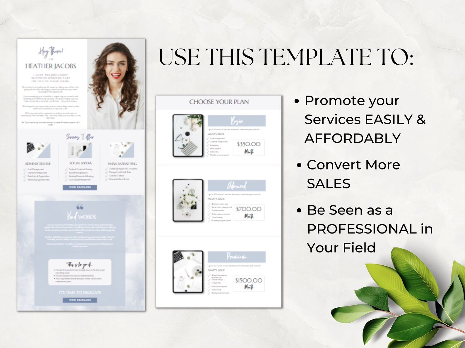 Virtual Assistant Website Template Canva, VA Templates, Social Media ...