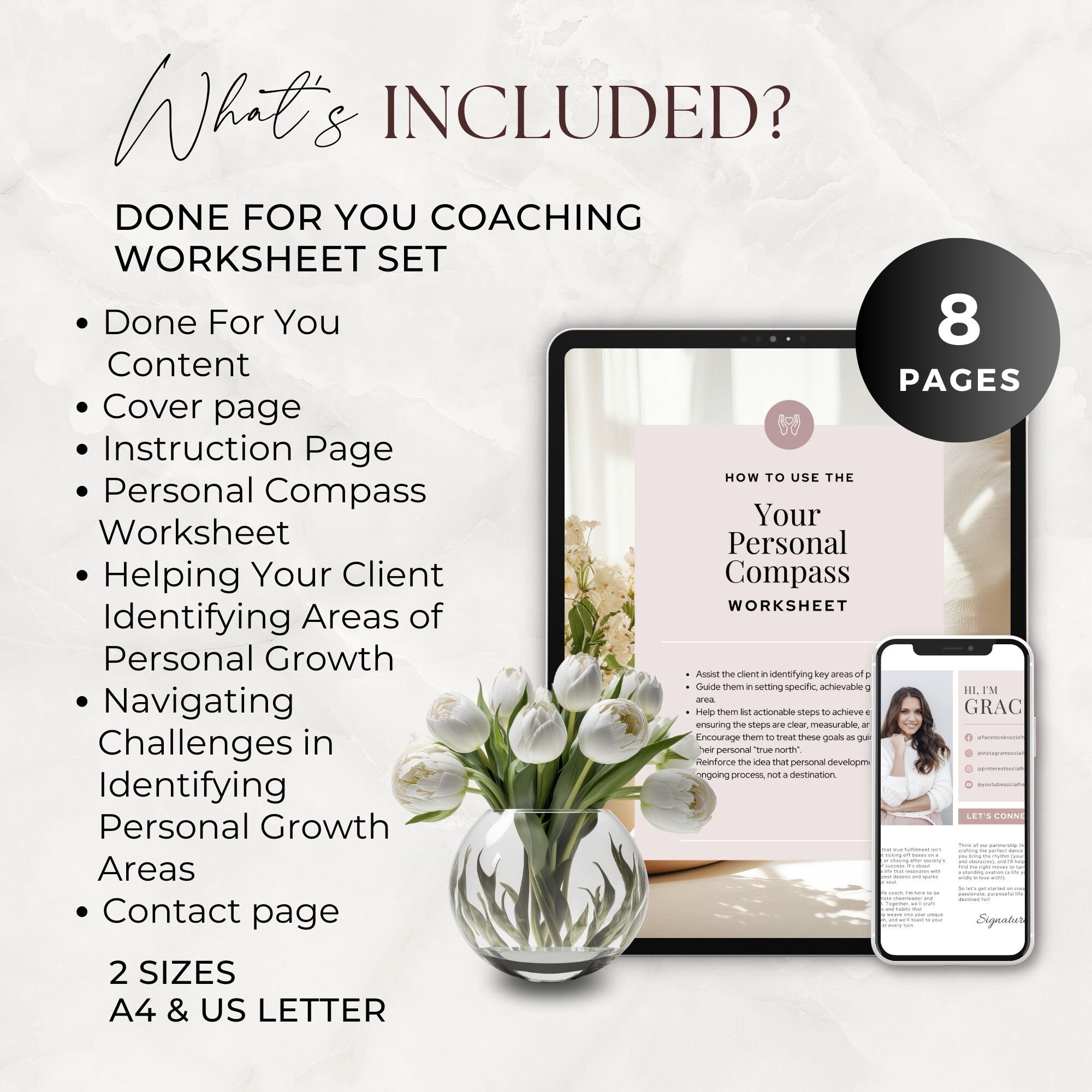 Coaching Worksheet Template, Life Coach Workbook, Self Discovery ...