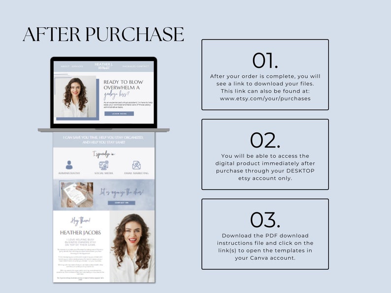 Virtual Assistant Website Template Canva VA Templates Social - Etsy