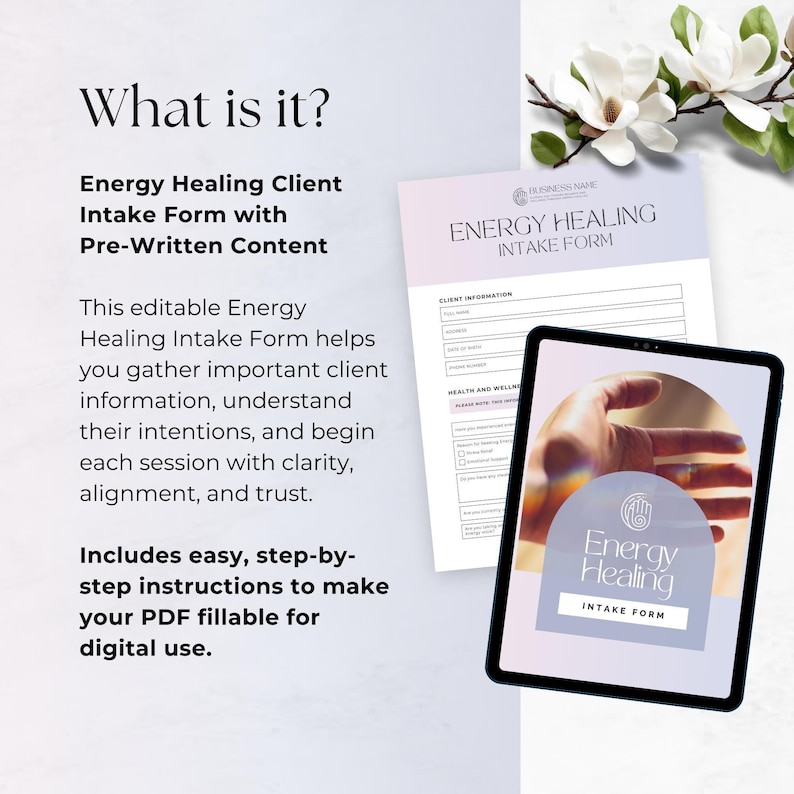 Energy Healing Intake Form, Editable New Client Questionnaire, Client ...