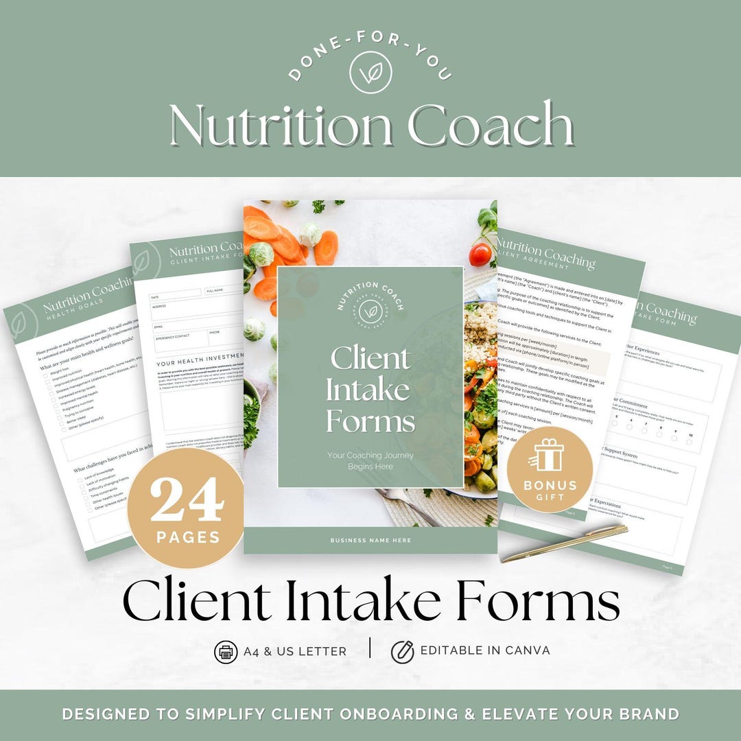 Nutrition Coach Intake Form, Editable New Client Questionnaire, Client ...