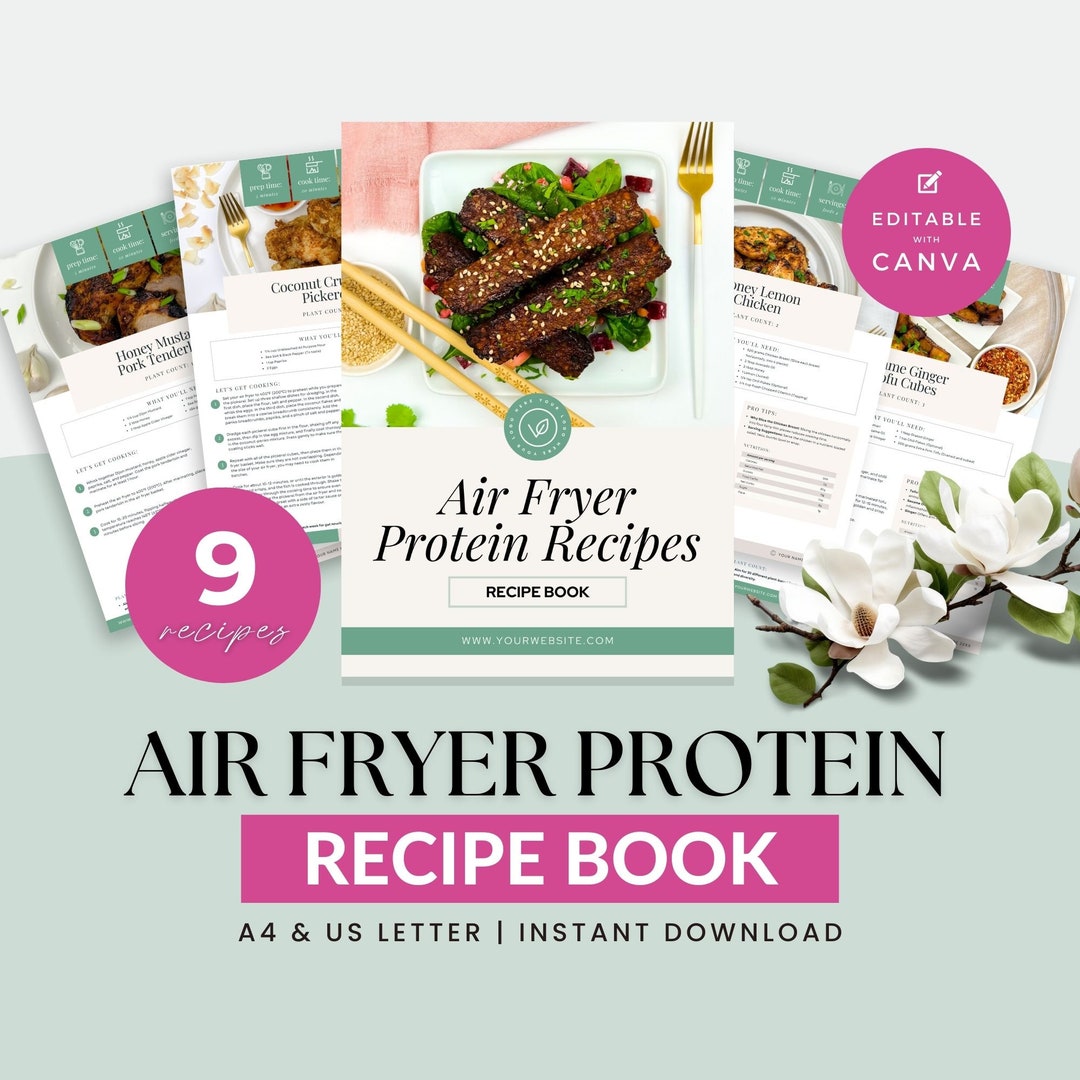 Air Fryer Protein Recipe Book Template, Omnivore and Vegan Recipes for ...