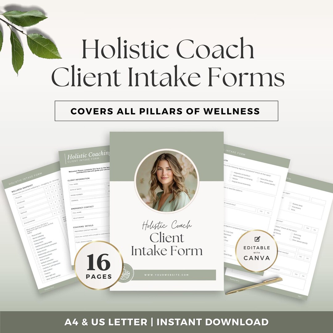 Holistic Coaching Intake Form Canva Template Wellness Client ...