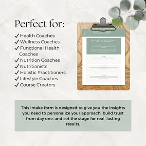 Health Coach Intake Forms, New Client Questionnaire, Wellness Coaching ...