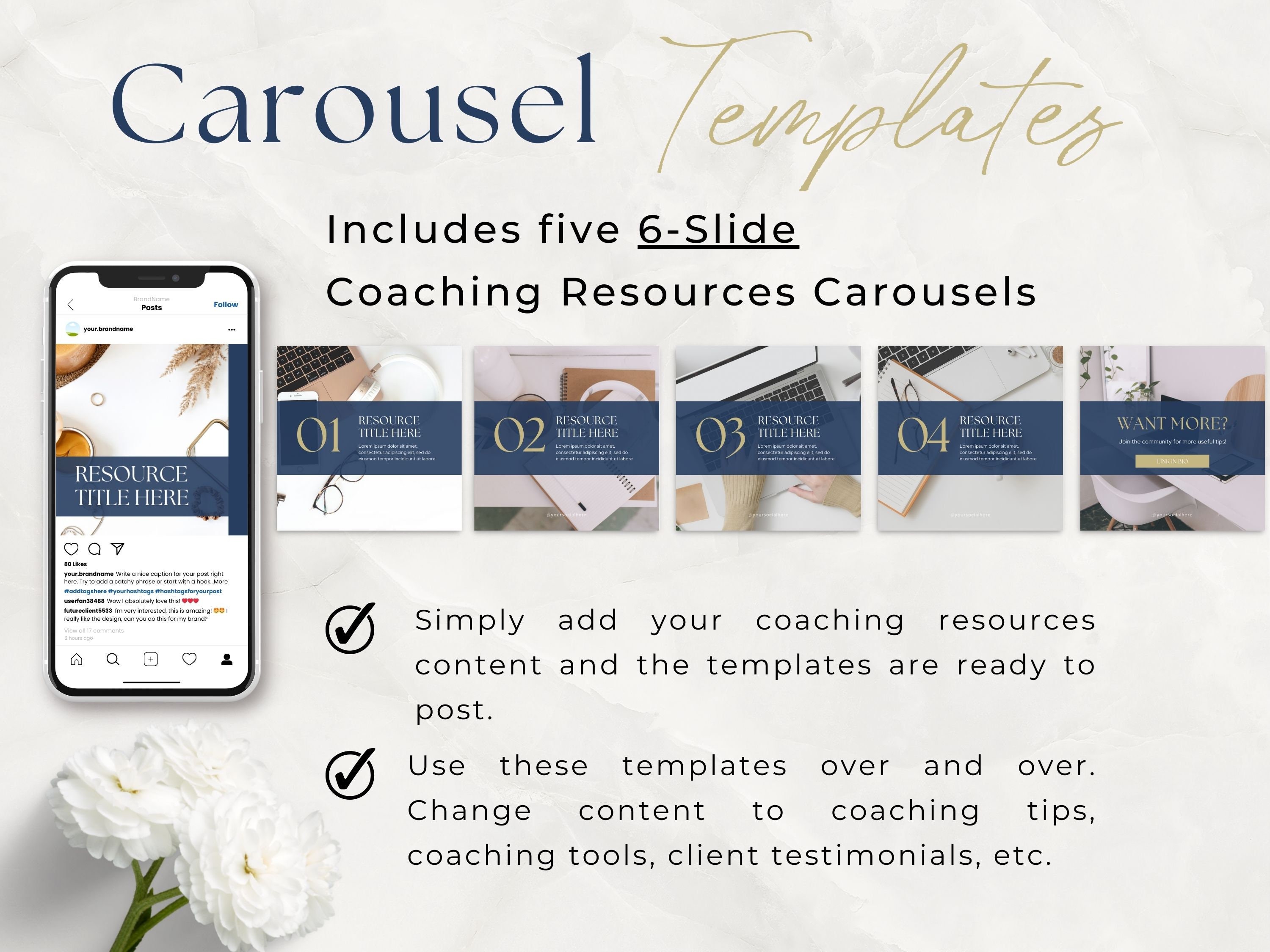 Instagram Carousel Template for Coaches, Life Coach, Slide Post, Feed ...