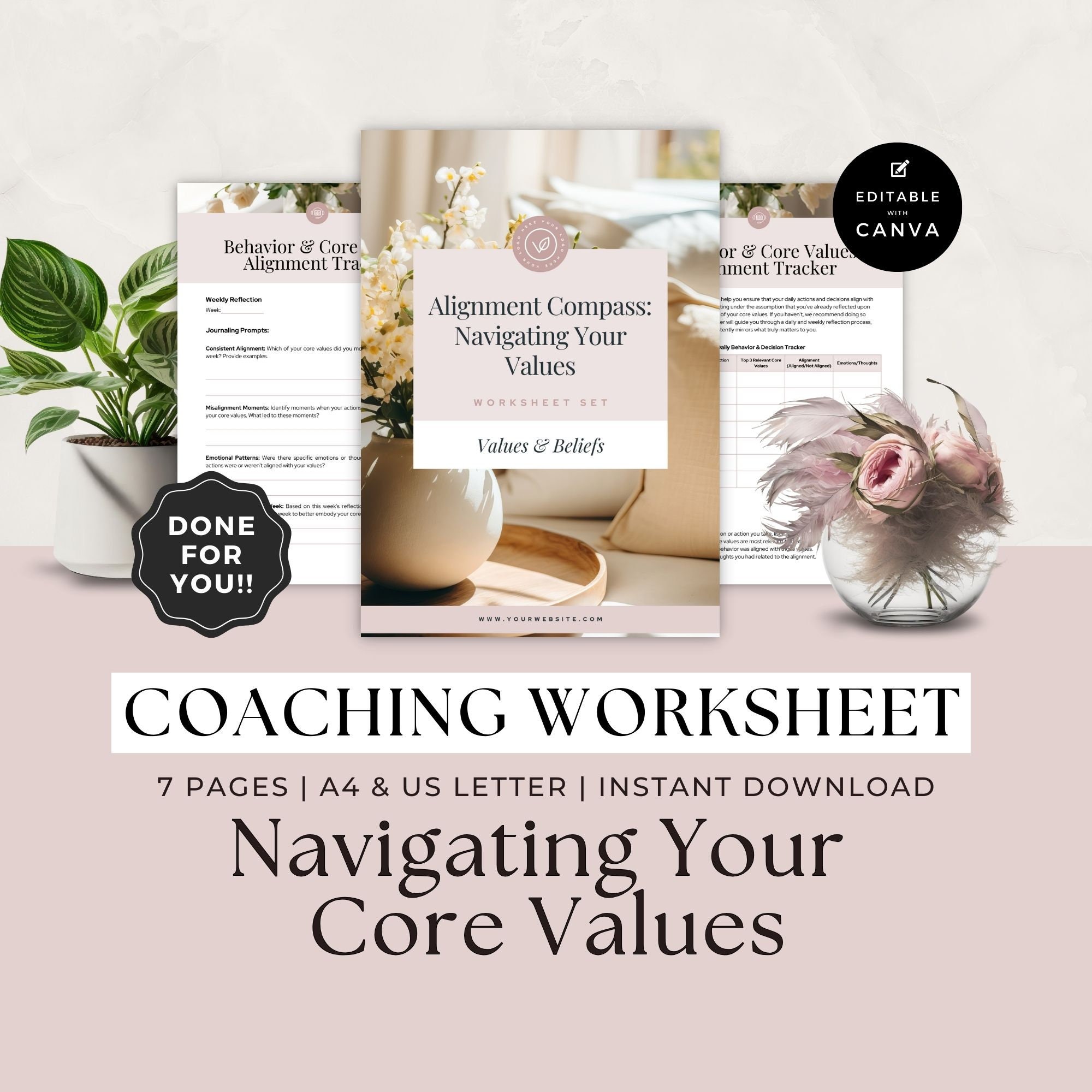 Coaching Worksheet Template, Life Coach Workbook, Client Session ...