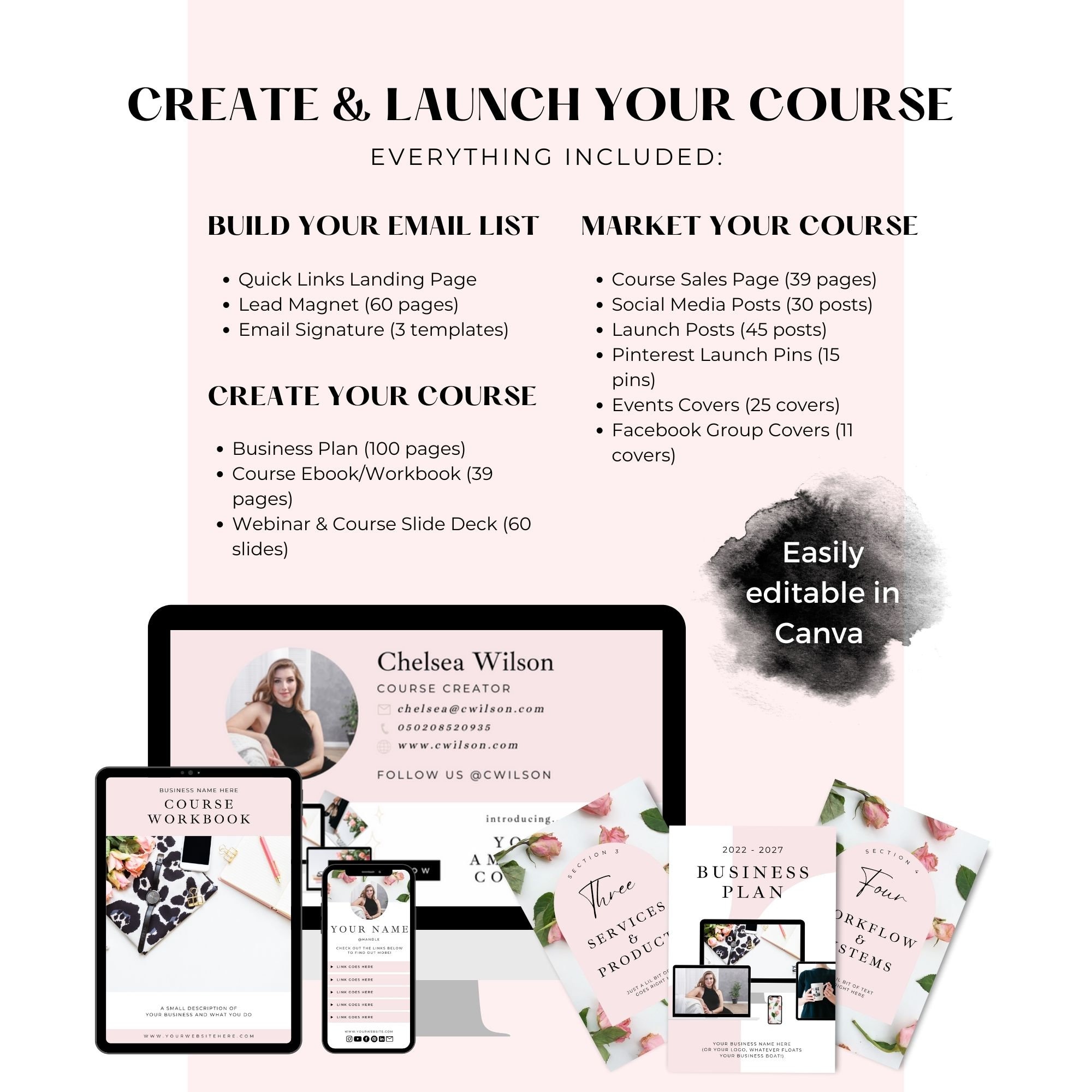 Course Creator Template Bundle, Online Course Canva Templates Bundle ...