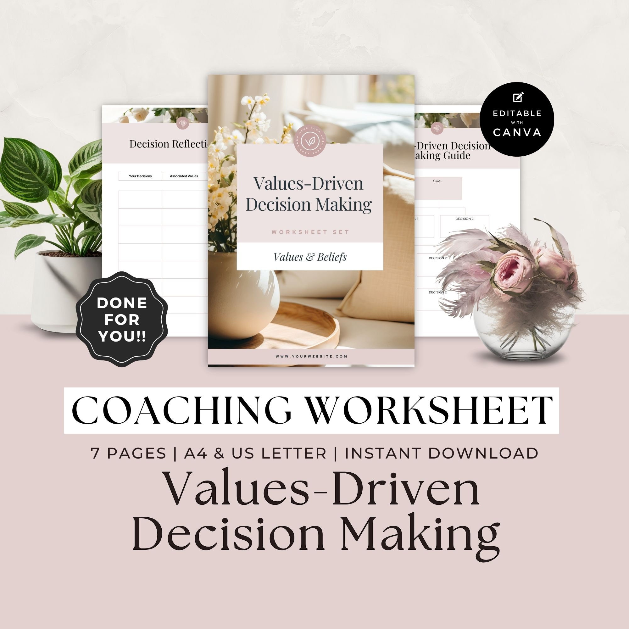 Coaching Worksheet Template, Life Coach Workbook, Self Discovery, Client Session, Business Form ...