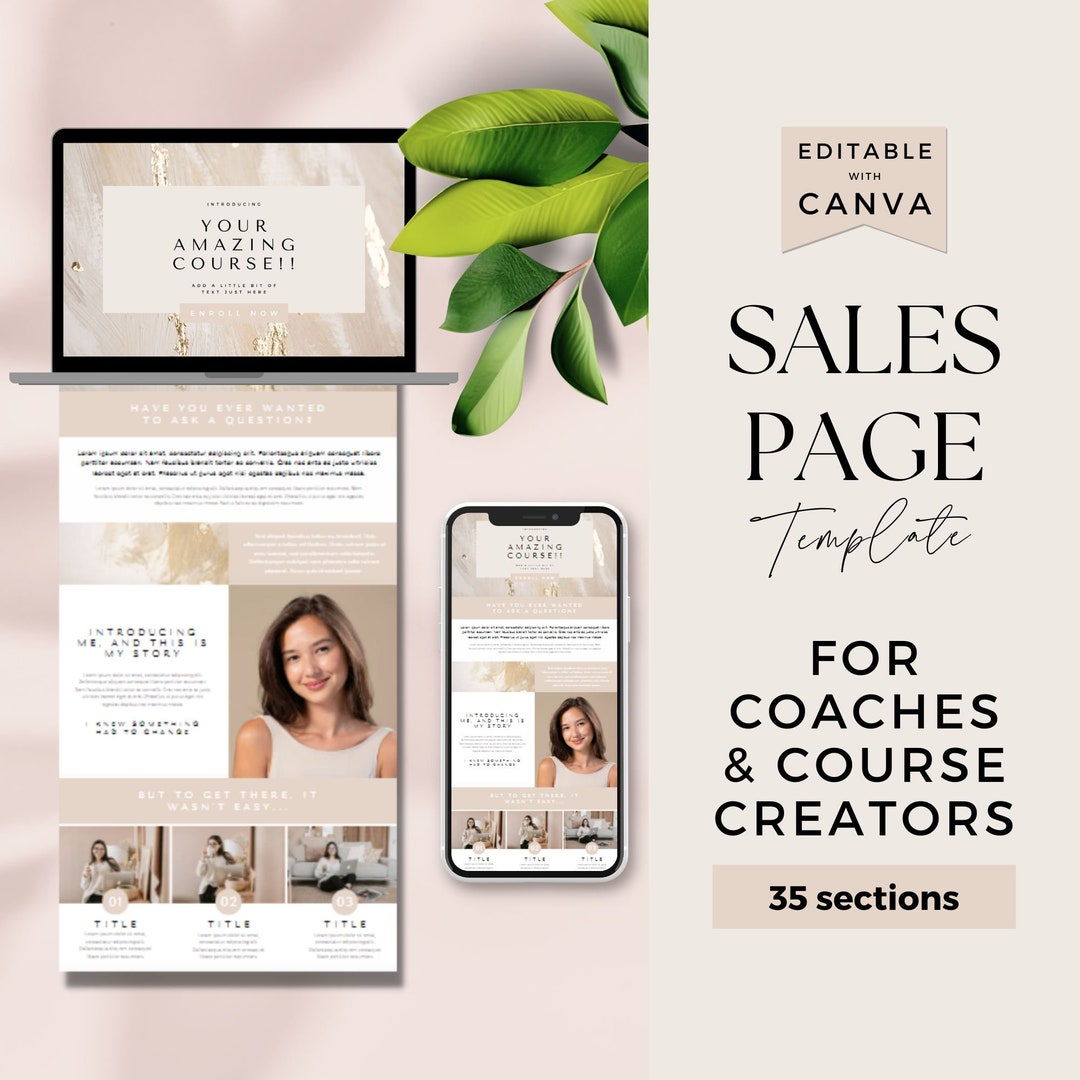 Canva Sales Page Template, Coaching Course Sales Page, Sales Landing ...
