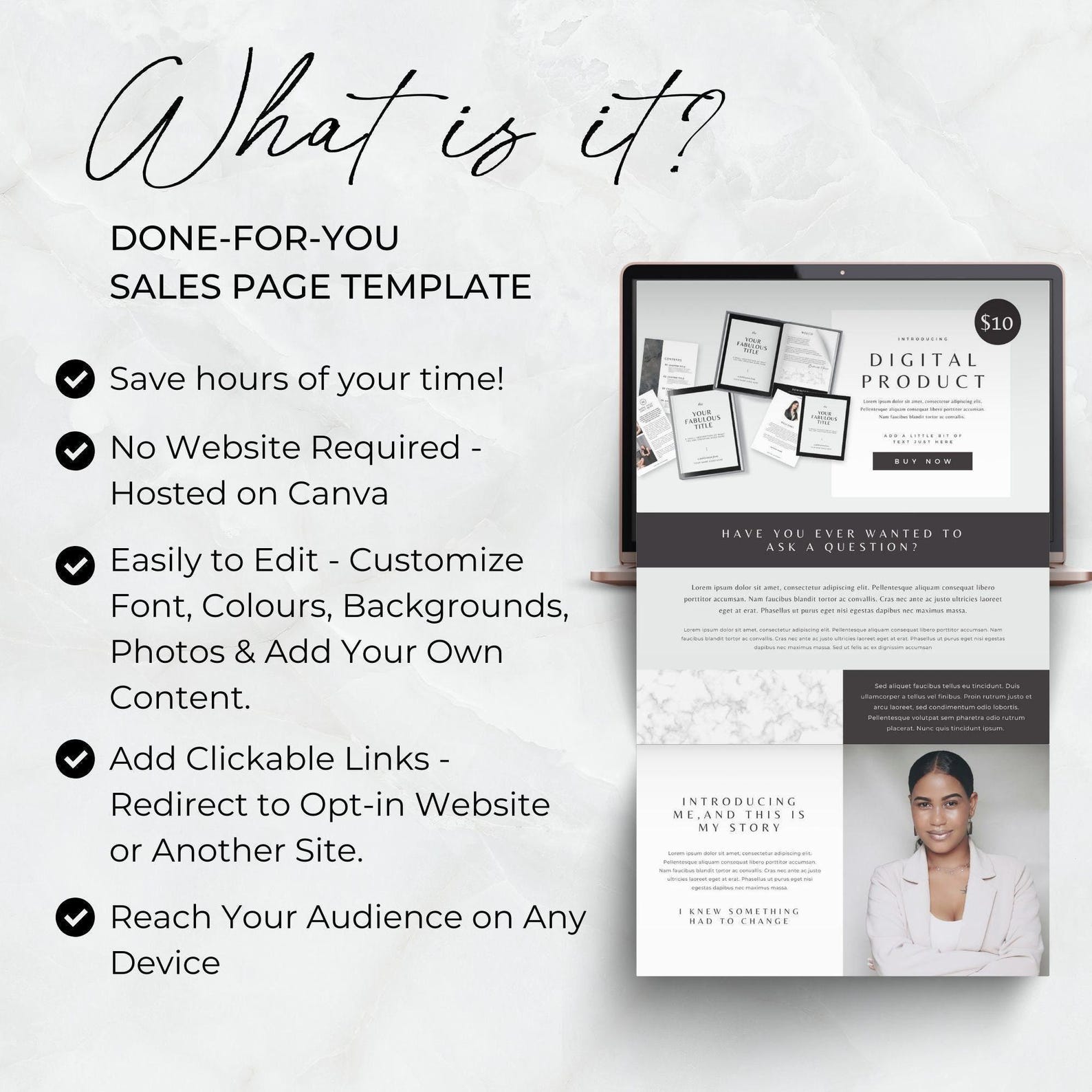Sales Page Template for Product Canva, Canva Digital Product Sales Page ...