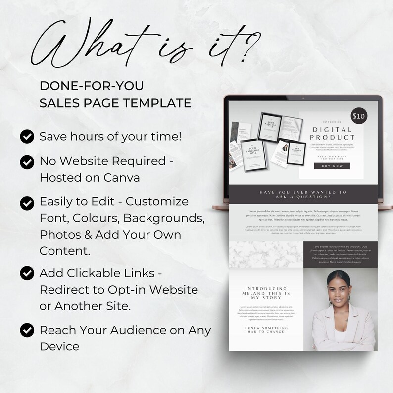 Sales Page Template for Product Canva, Canva Digital Product Sales Page ...