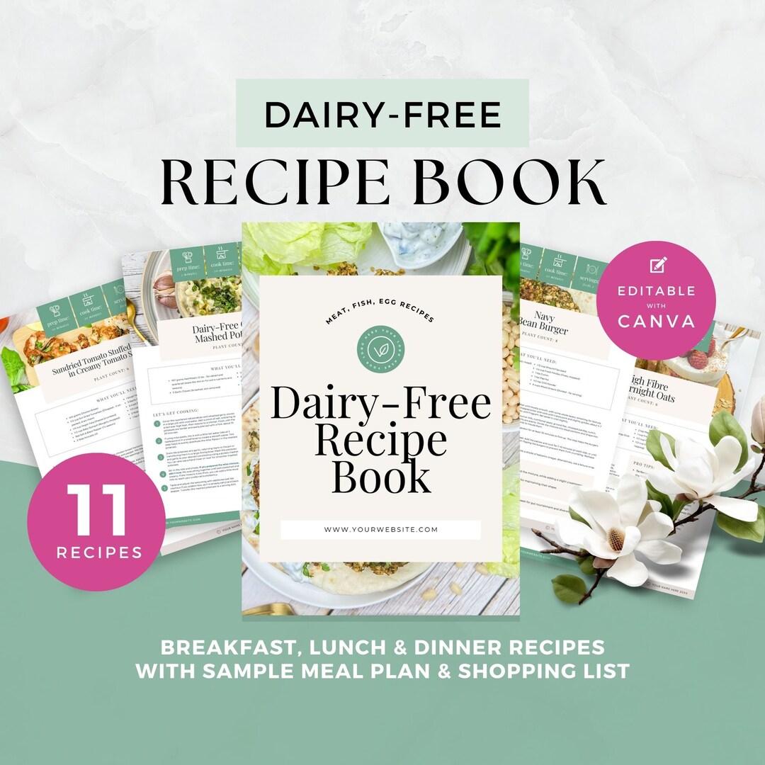 Dairy Free Recipe Book With Sample Meal Plan and Shopping List ...