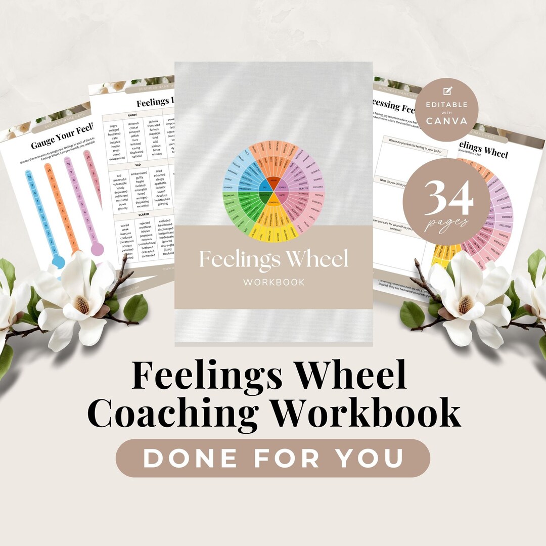 Feelings Wheel Workbook, Life Coaching Worksheets, Ideal for Client ...