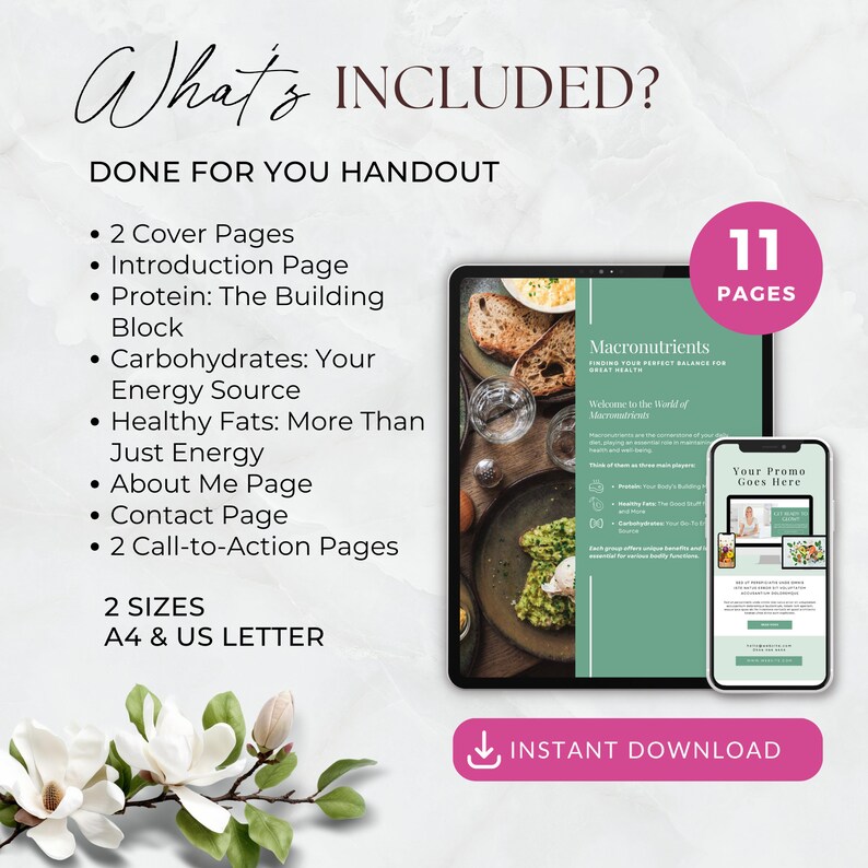 Macronutrient Guide Handout, Nutrition Coach Ebook, Done for You Health ...