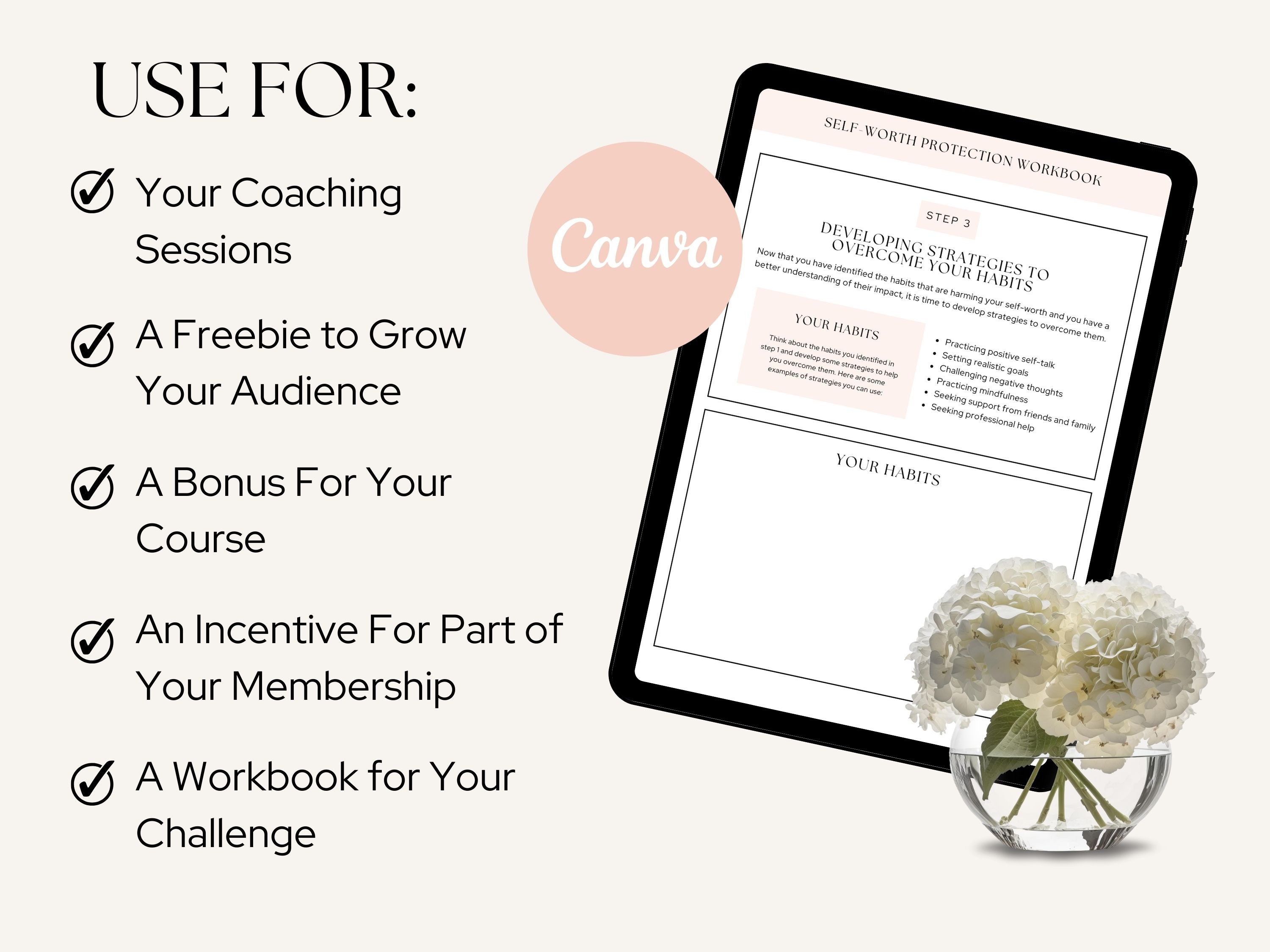 Self Worth Workbook, Coaching Worksheet Template Canva, Done for You ...