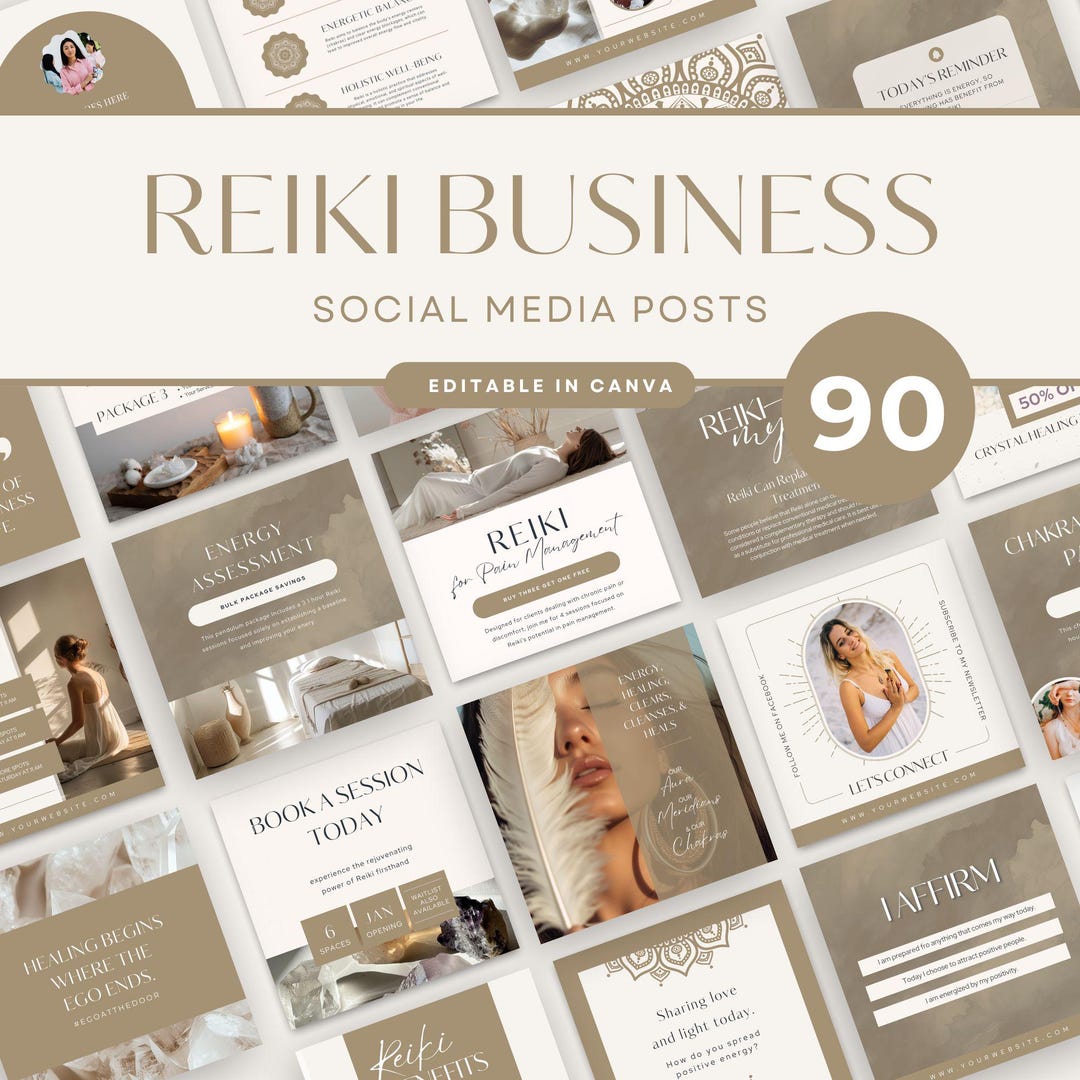 Reiki Business Instagram Templates: 90 Done for You Social Media Posts ...