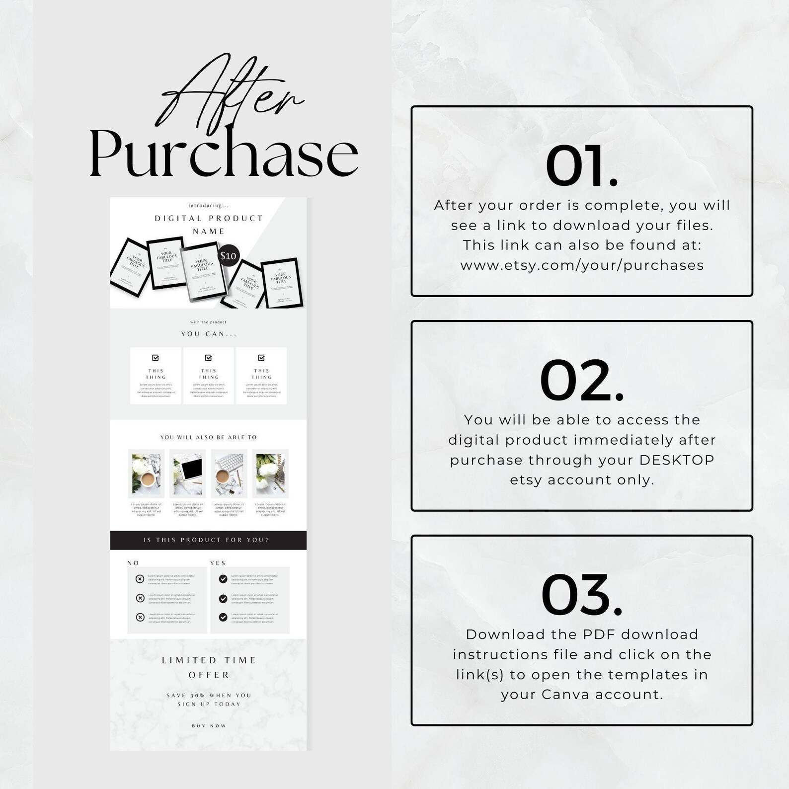 Sales Page Template for Product Canva, Canva Digital Product Sales Page ...