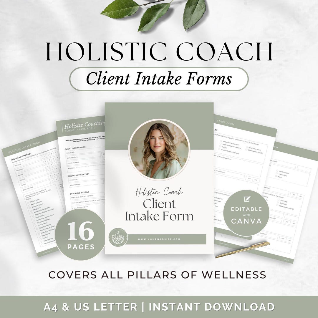 Holistic Coaching Intake Form Canva Template Wellness Client ...
