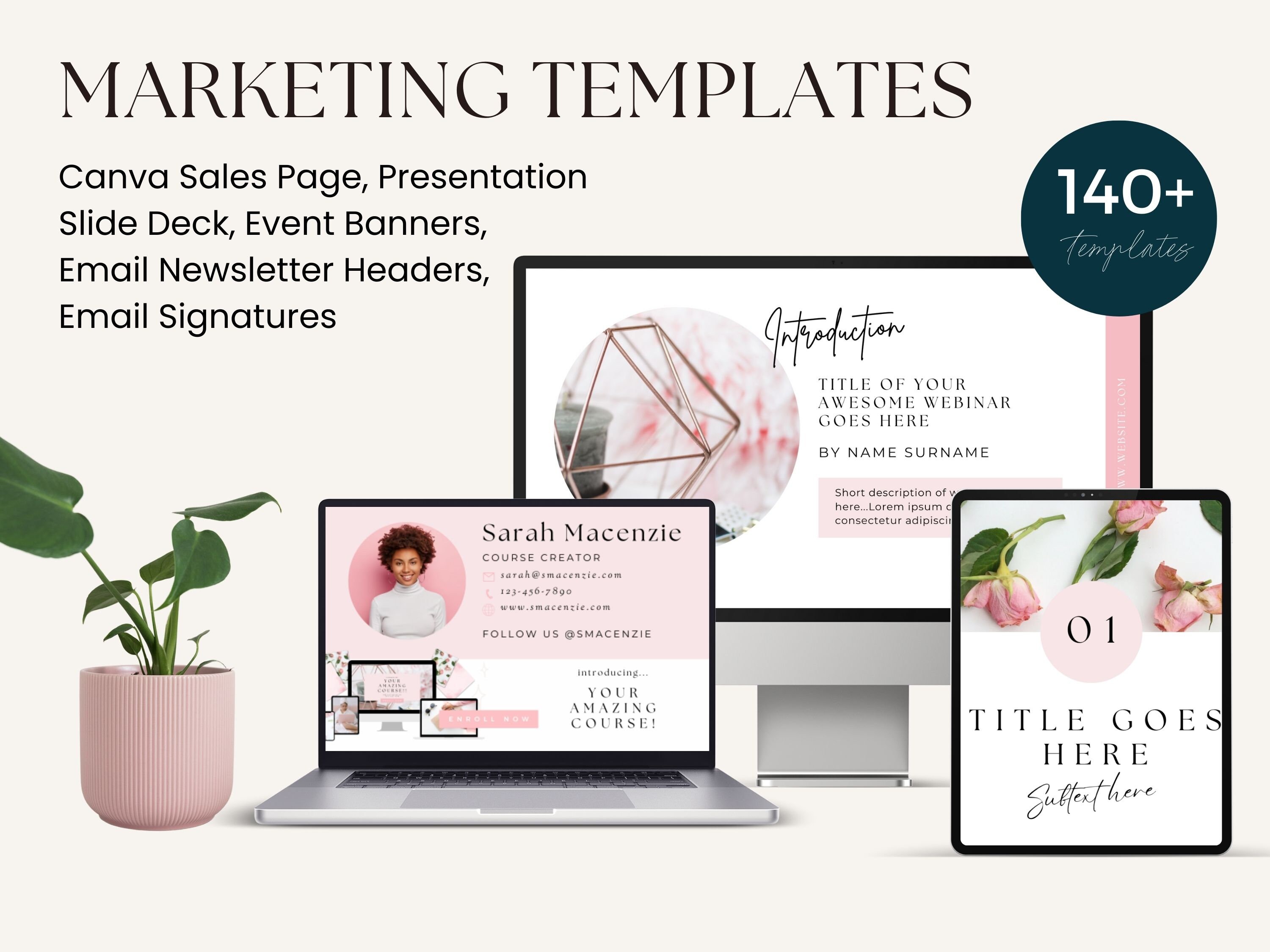 Pink Course Creator Canva Templates Online Course Coach - Etsy