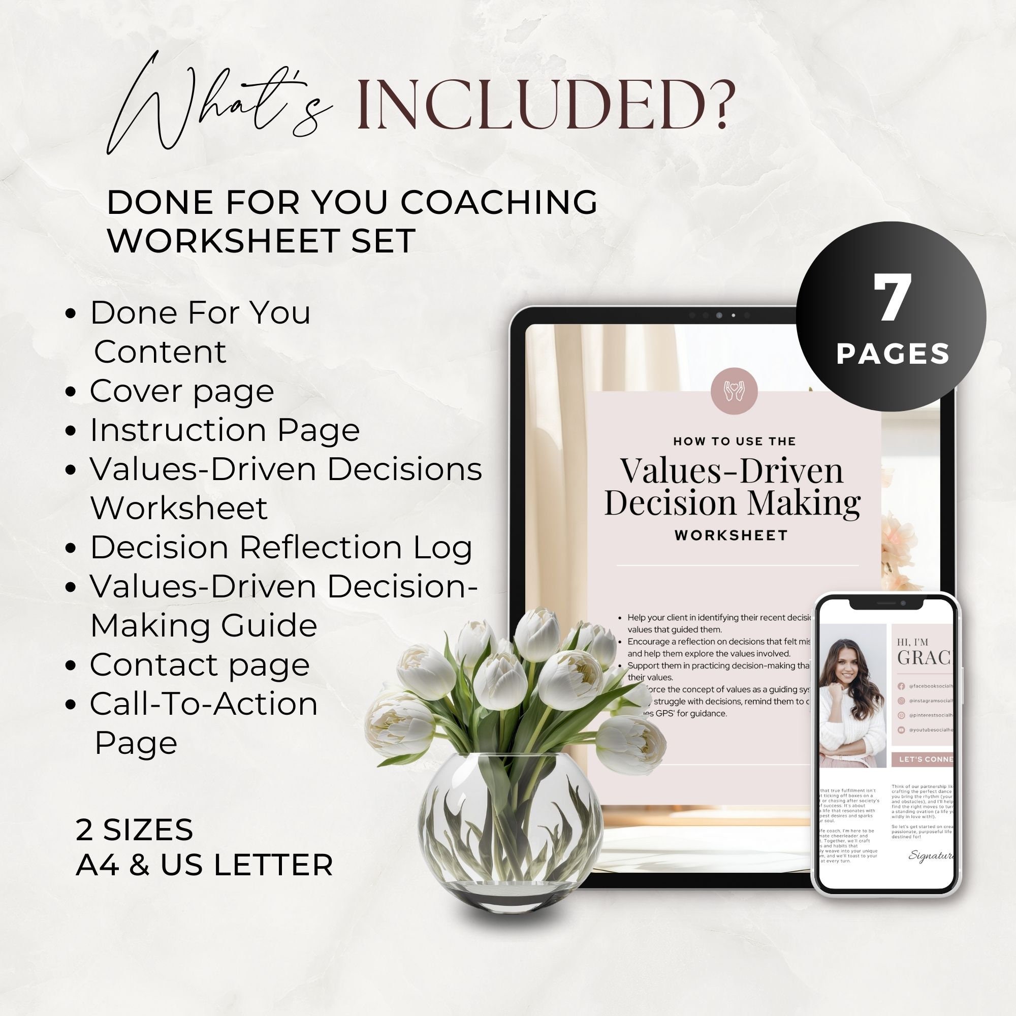 Coaching Worksheet Template, Life Coach Workbook, Self Discovery ...