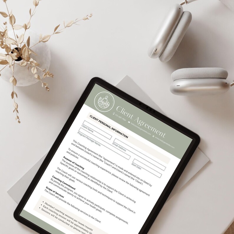 Holistic Wellness Coach Client Agreement, Contract for Wellness ...