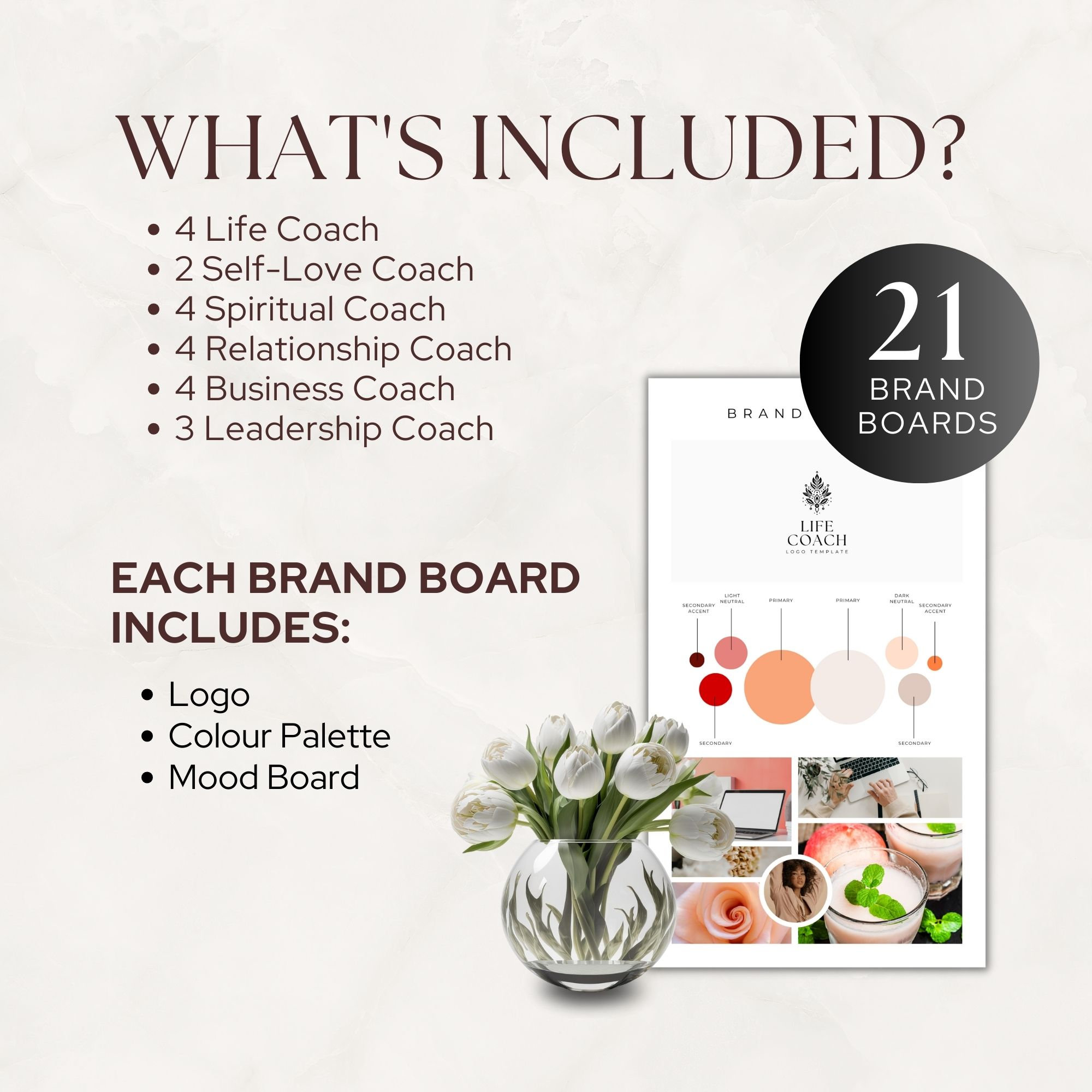 21 Coaching Logo and Brand Board Template Bundle, Business Branding ...