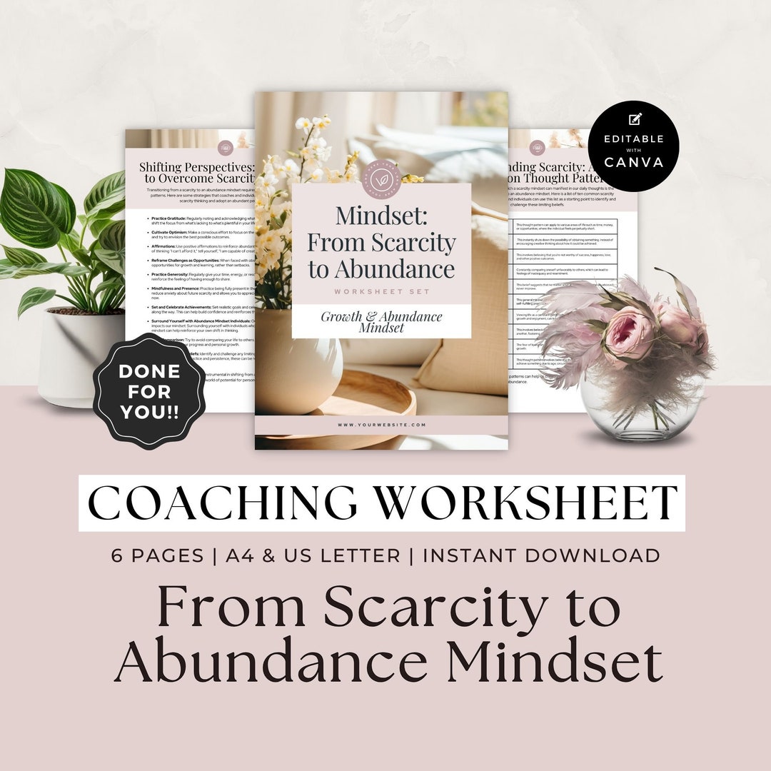 Coaching Session Worksheet, Life Coach Workbook, From Scarcity to ...