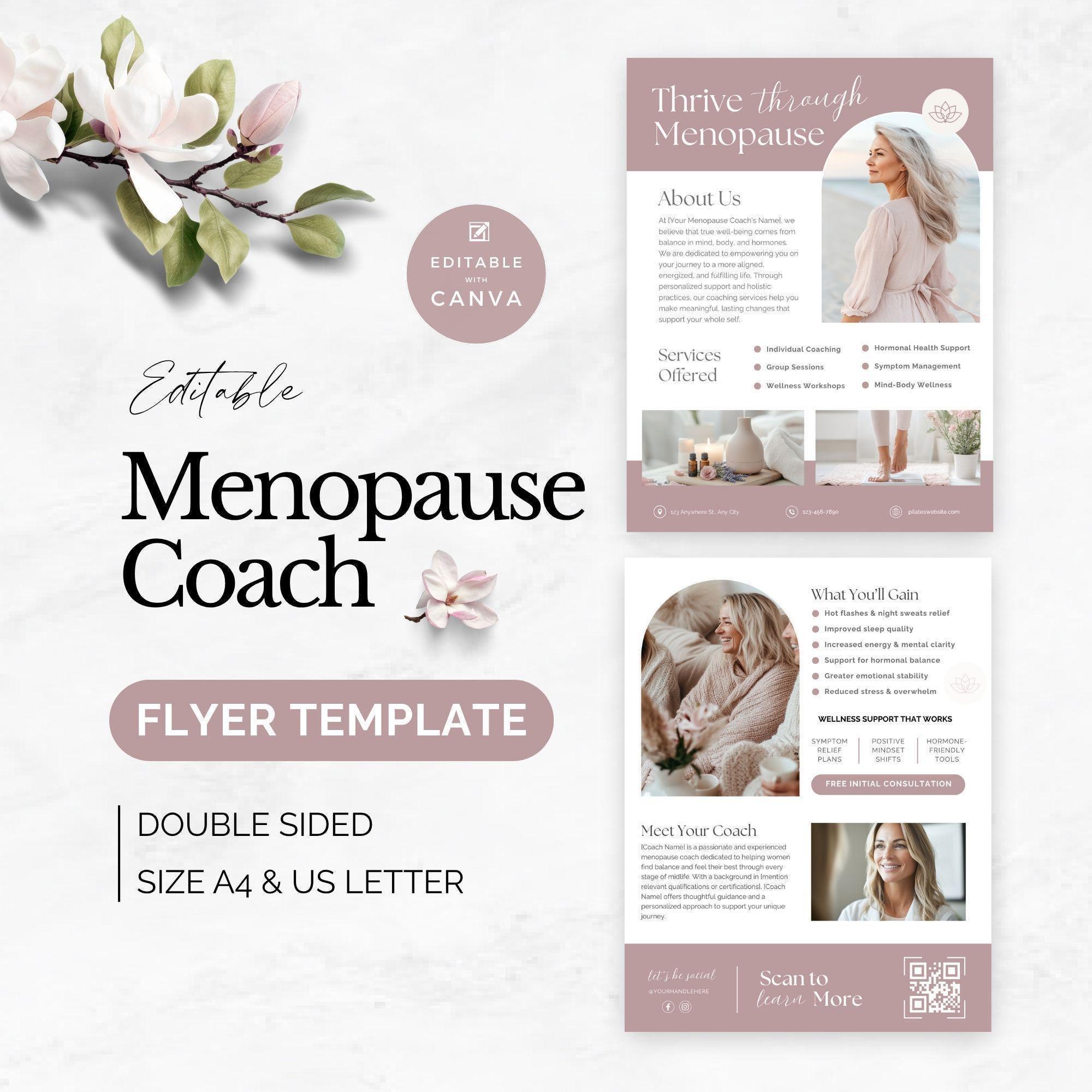 Menopause Coach Flyer Template Canva, Editable Holistic Wellness ...