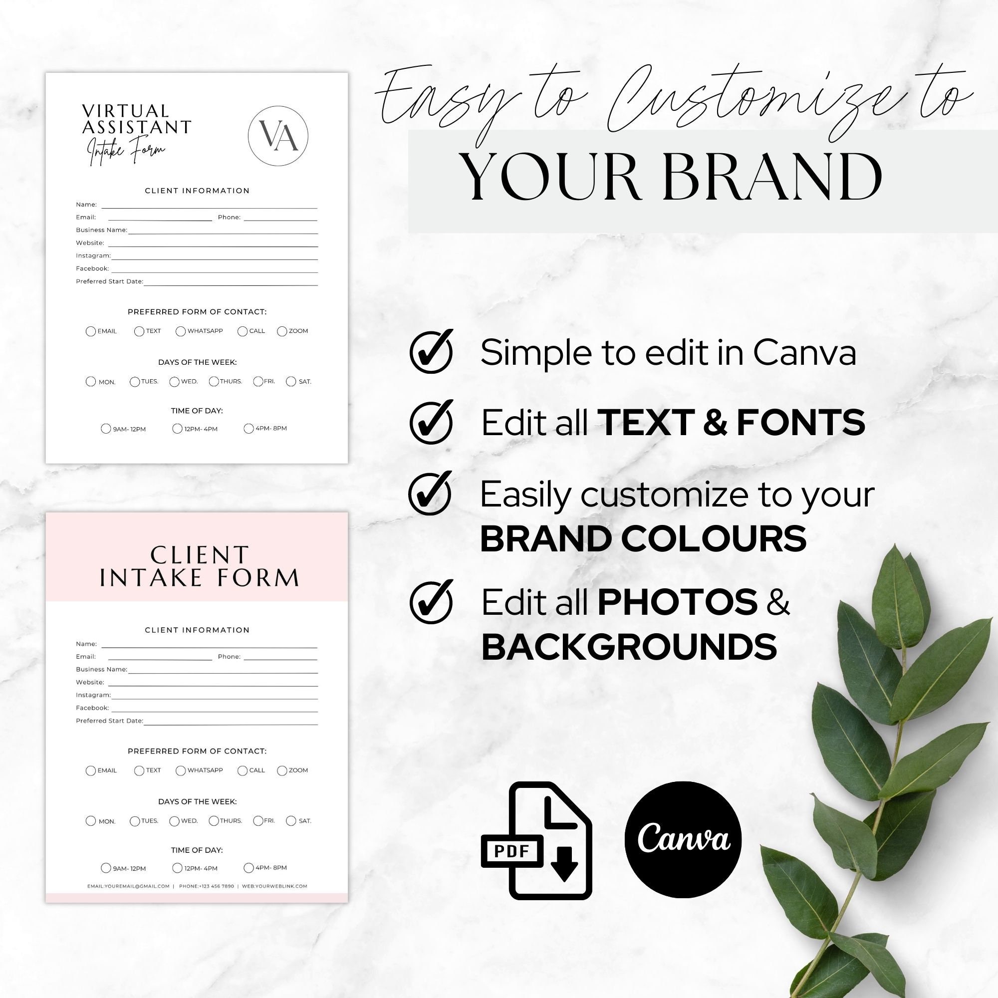 Virtual Assistant Intake Form, Client Onboarding Template, Personal Assistant Business, Social ...