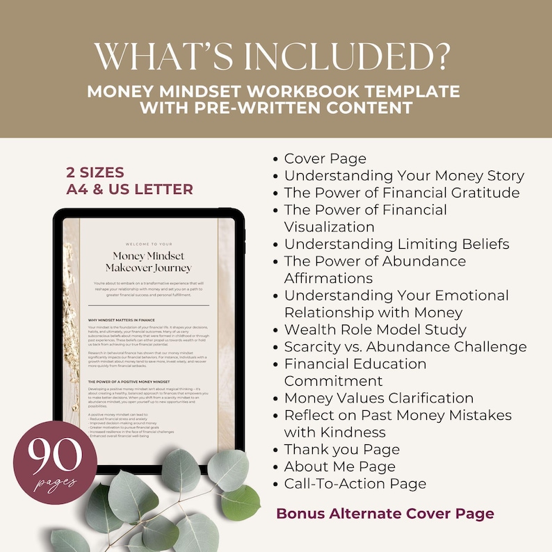 Money Mindset Workbook Template, Editable Canva Lead Magnet for Coaches ...