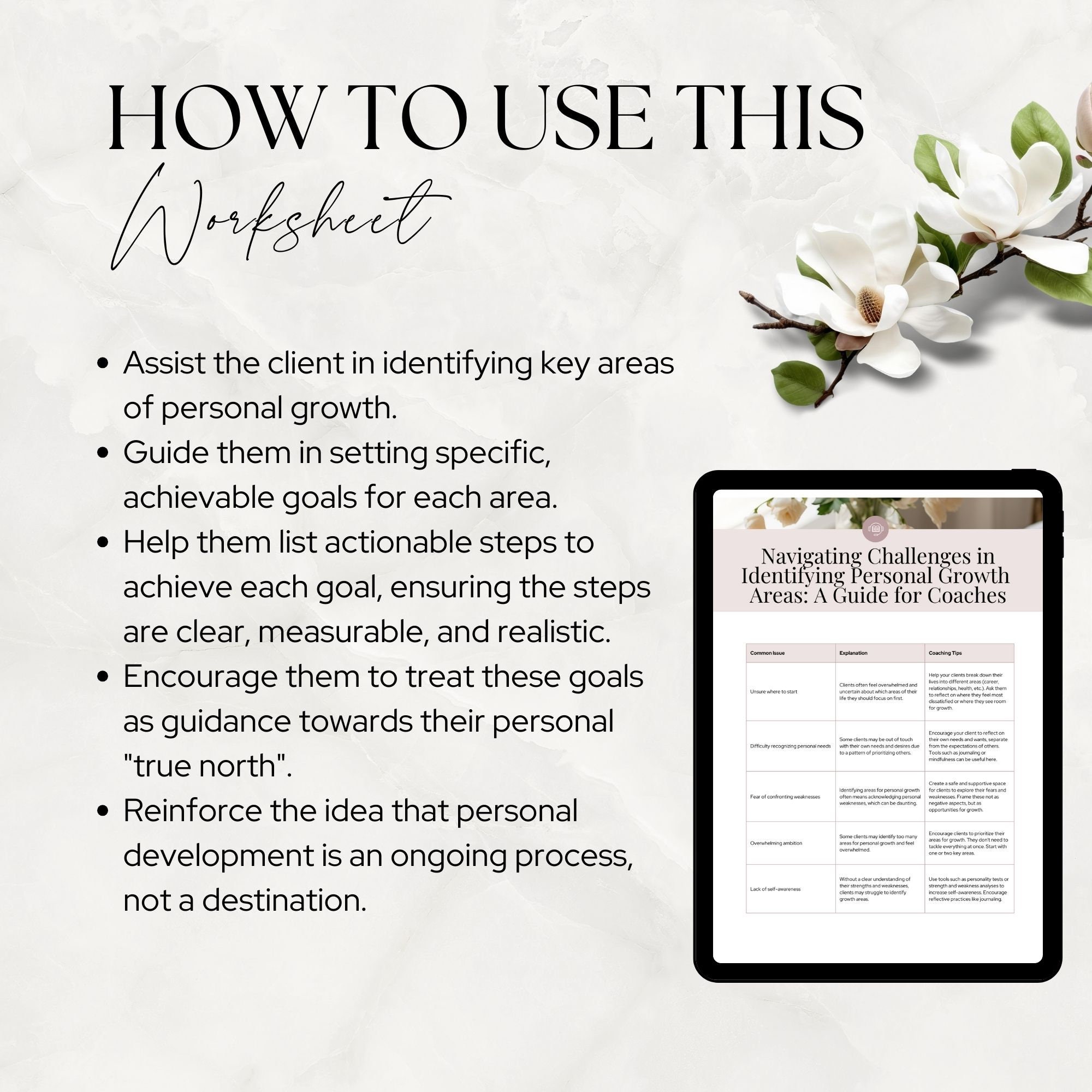 Coaching Worksheet Template, Life Coach Workbook, Self Discovery ...